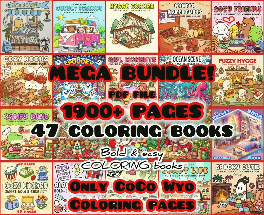 1900+ Coloring Pages Mega Bundle, Coloring Pages, Girl Moments, Cute ...
