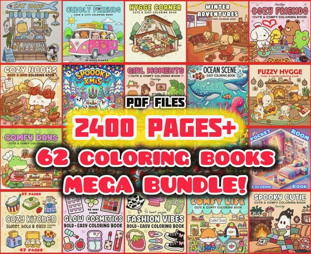 2400+ Coloring Pages Mega Bundle, Coloring Pages, Girl Moments, Cute ...