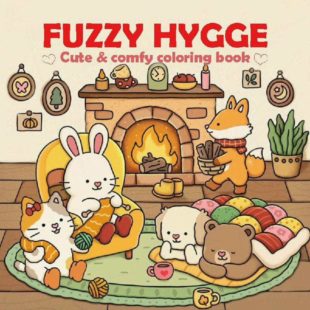 Fuzzy Hygge: Cute Relaxation Coloring Book by Coco Wyo Instant Digital ...