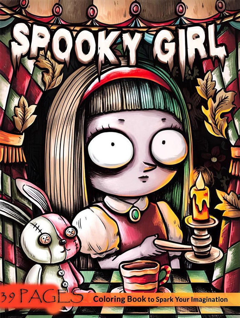 Bold & Easy Pages, Digital Coloring Pages, Instant PDF Download Spooky ...