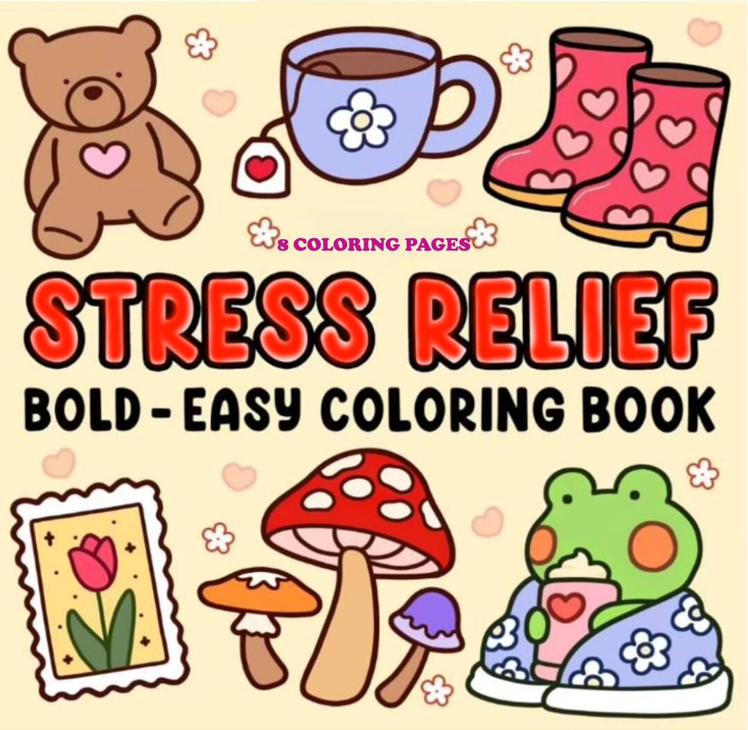Stress Relief: Cute Relaxation Coloring Book by Coco Wyo Instant ...