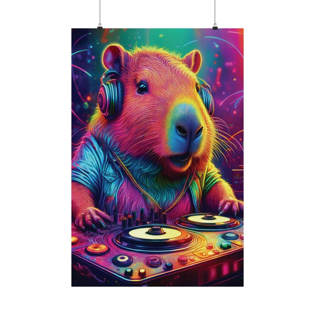 Trippy DJ Capybara Poster - Etsy