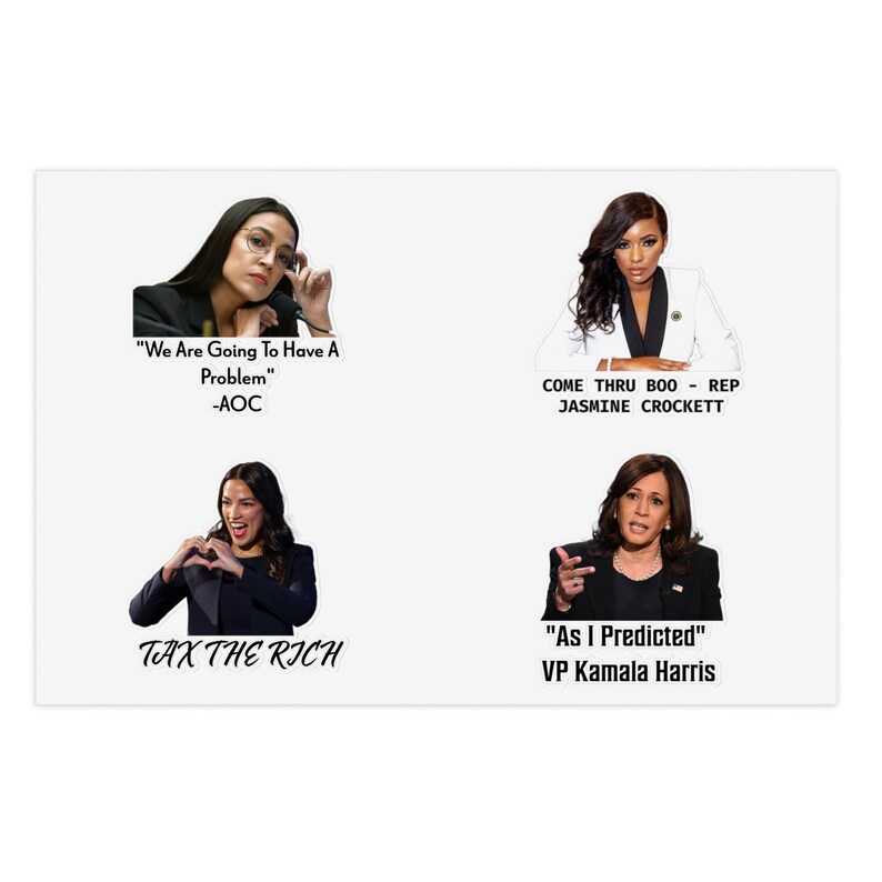 AOC, Jasmine Crockett & Kamala Harris Quote Stickers - Political Satire ...