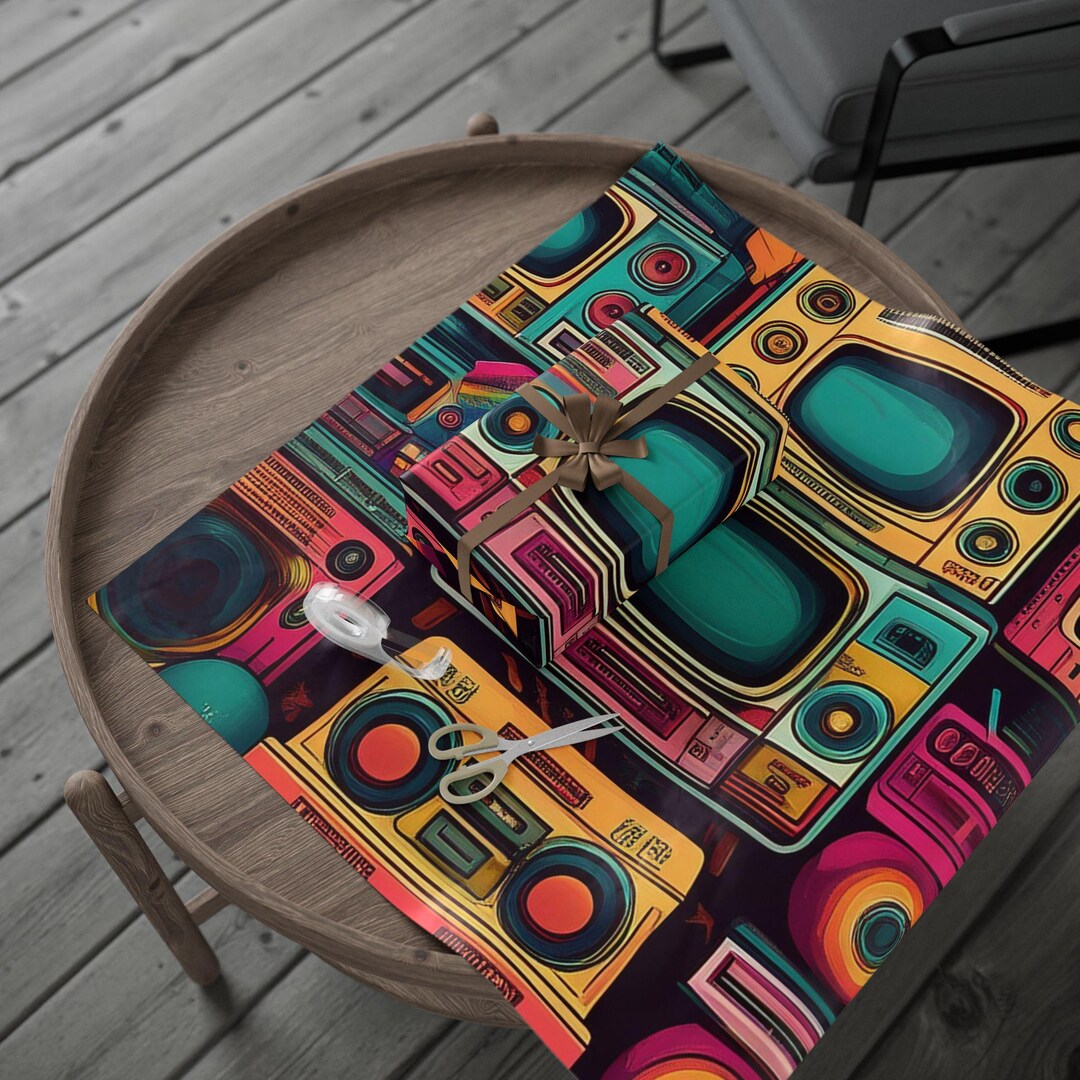 Retro Boombox Wrapping Paper | Vintage Music Gift Wrap | 80s & 90s ...