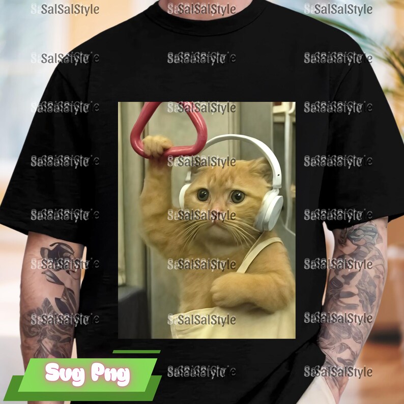 Funny Cat on Bus PNG, Cute Kitty Meme SVG, Gen Z Brainrot Digital File ...