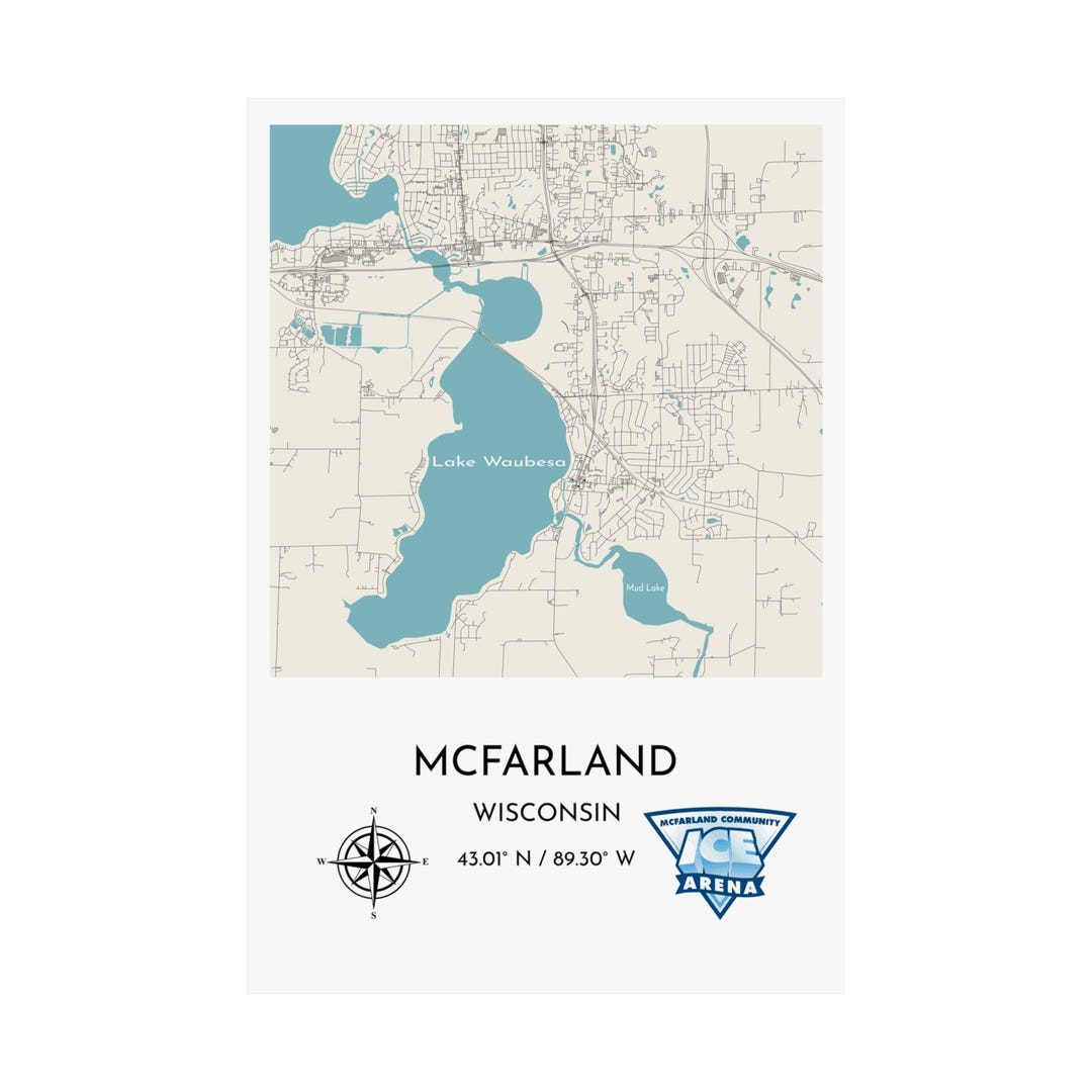Mcfarland Wisconsin Map Print: Custom City Art, Matte Wall Decor - Etsy