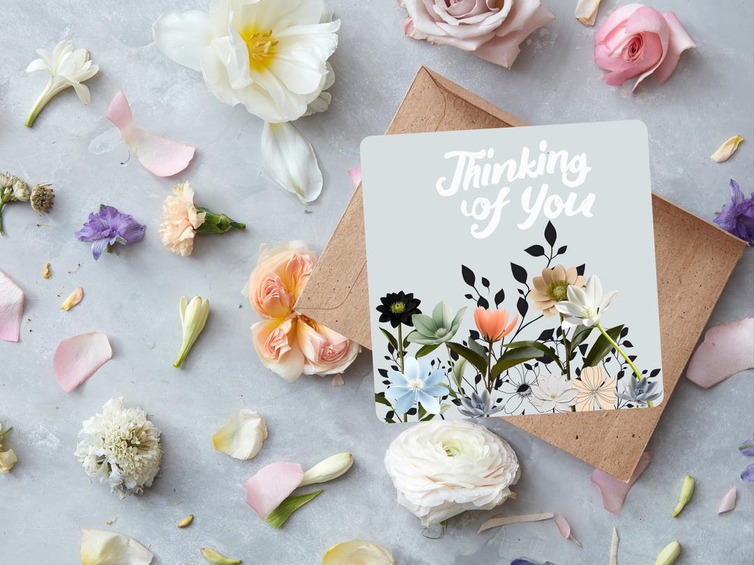 Floral Digital Greeting Cards With Light Grayish Cyan Background - Etsy