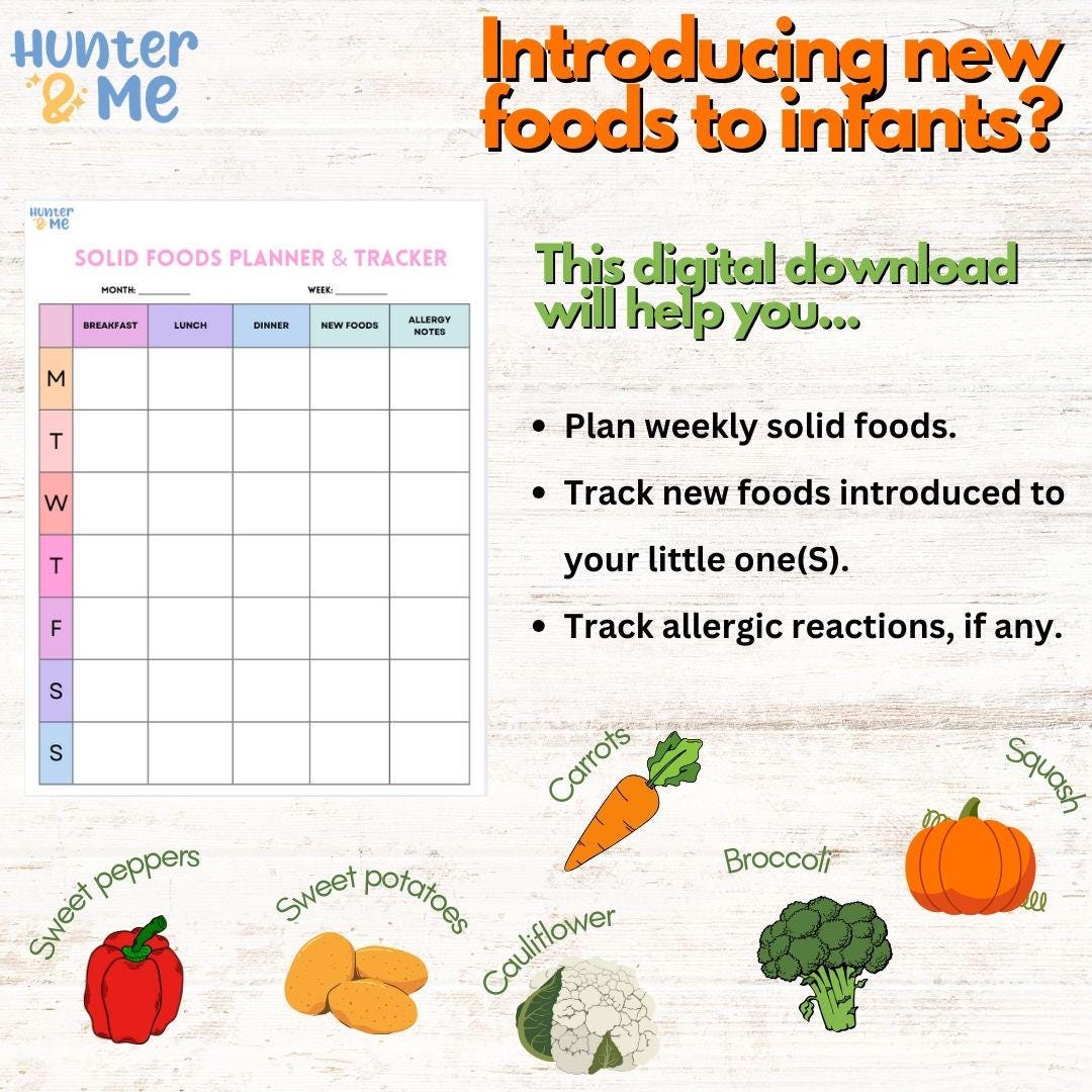 Cute Solid Foods Planner & Tracker digital Download - Etsy