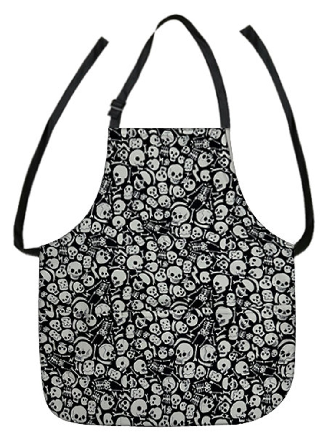 US HANDMADE 2 in 1 Apron With Tossed Skulls and Bones Pattern Cotton ...