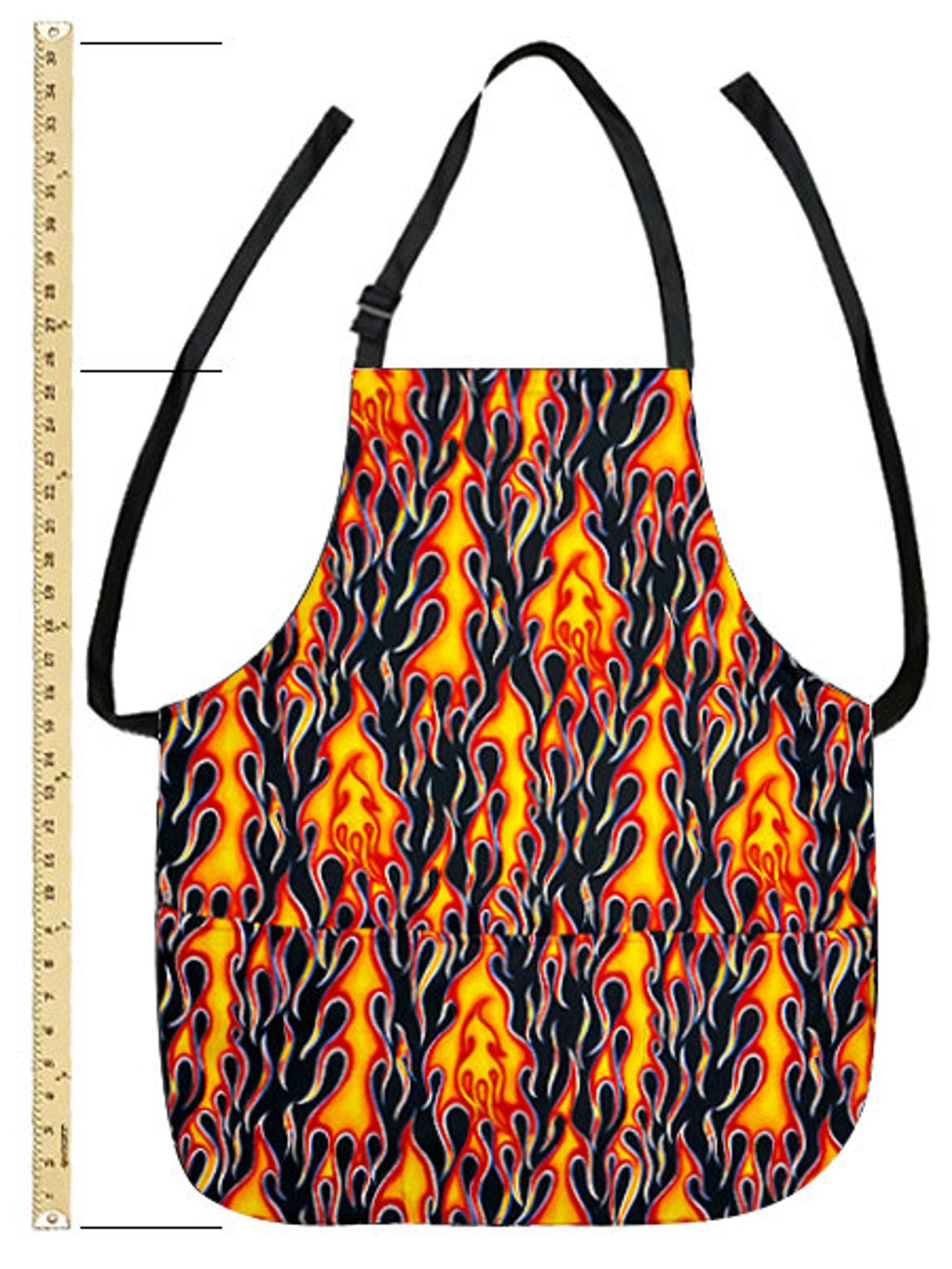 US HANDMADE 2 in 1 APRON With "wheels on Fire" Pattern, Cotton ...