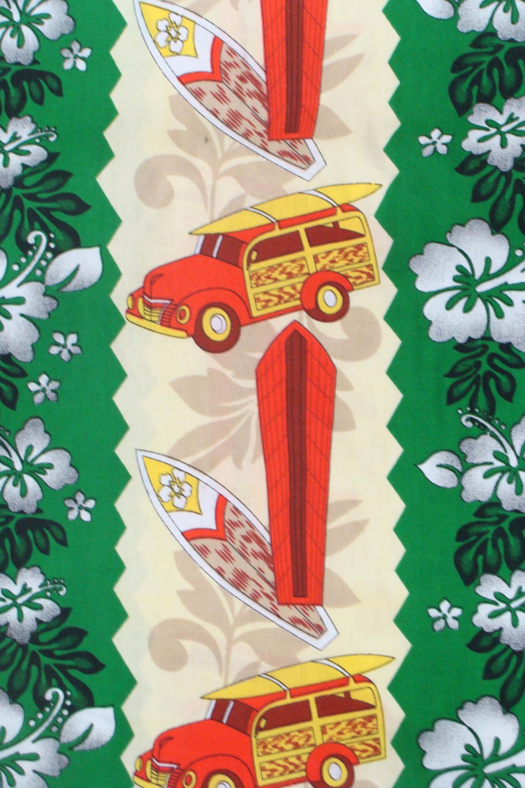 WOODY CAR 50s Pattern Fabric, Cotton Fabric , 18" X 44", 1/2 Yard, New ...