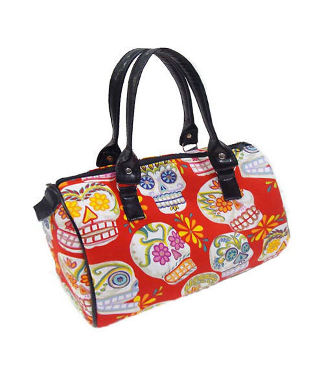 US Handmade Handbag Doctor Bag With "sugar Skulls" Day of the Dead ...