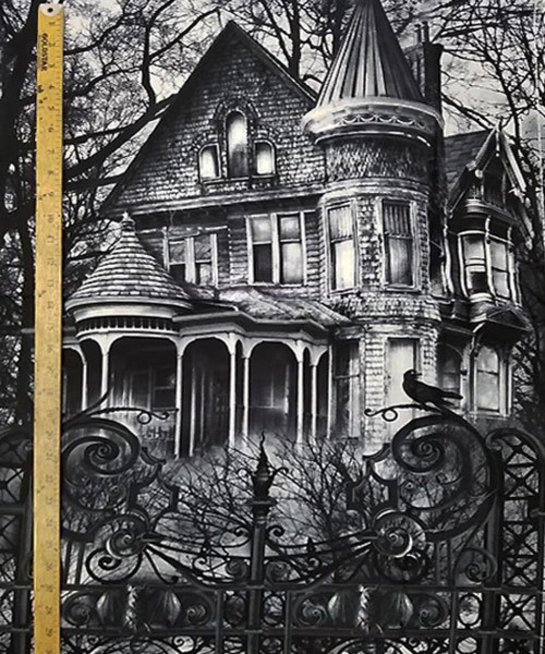 WICKED HAUNTED House Panel Pattern Cotton Fabric 24 X 44 New and Rare ...