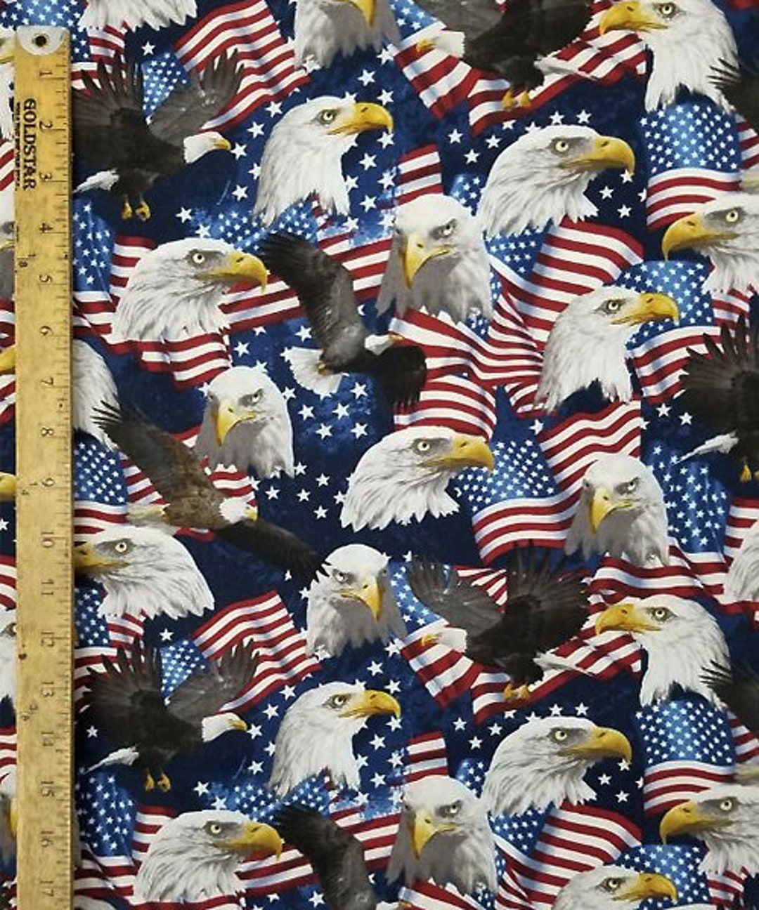 EAGLES FLAG Pattern Cotton Fabric 18" X 44" - New and Rare Half a Yard ...