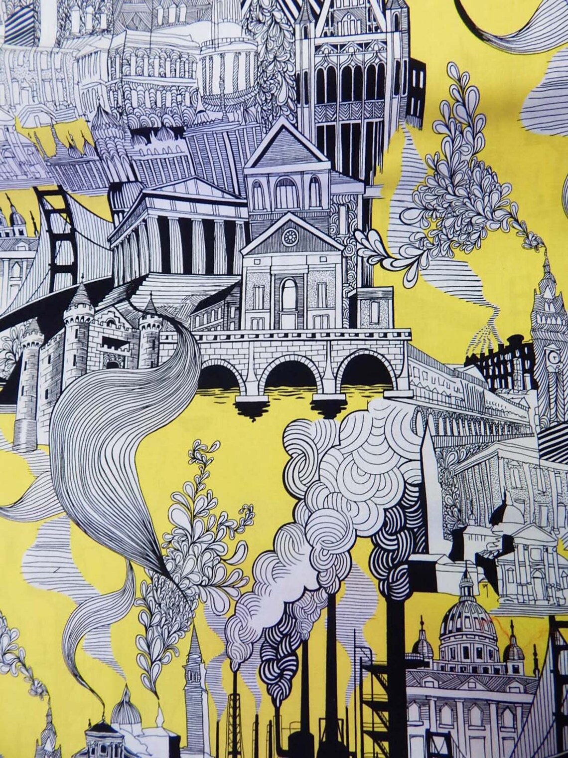 US Handmande Apron With smoke Stack City Pattern - Etsy