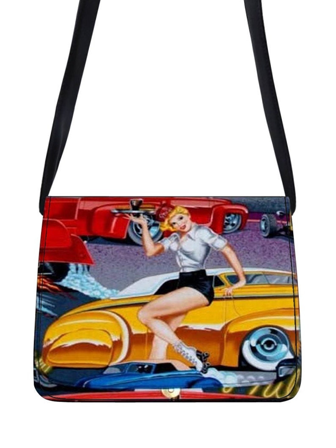 US Handmade Messenger Bag With "phil's Drive-in Pin up Girl" 50'S ...