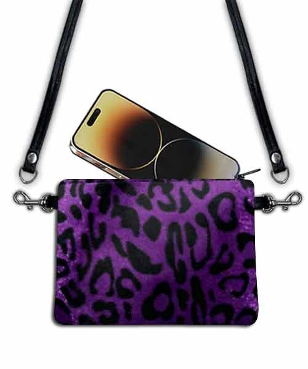 US HANDMADE Handbag Cellphone Case With "leopard Purple" Pattern ...