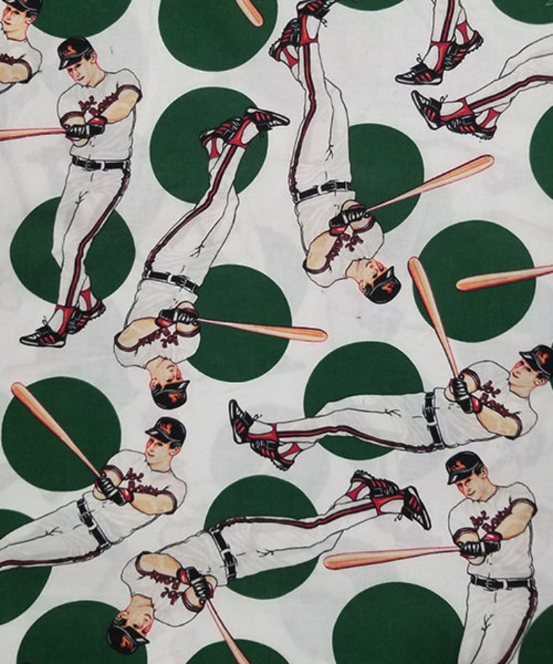 BASEBALL Pattern Cotton Fabric 18" X 44" - 1/2 Yard New and Rare - Etsy