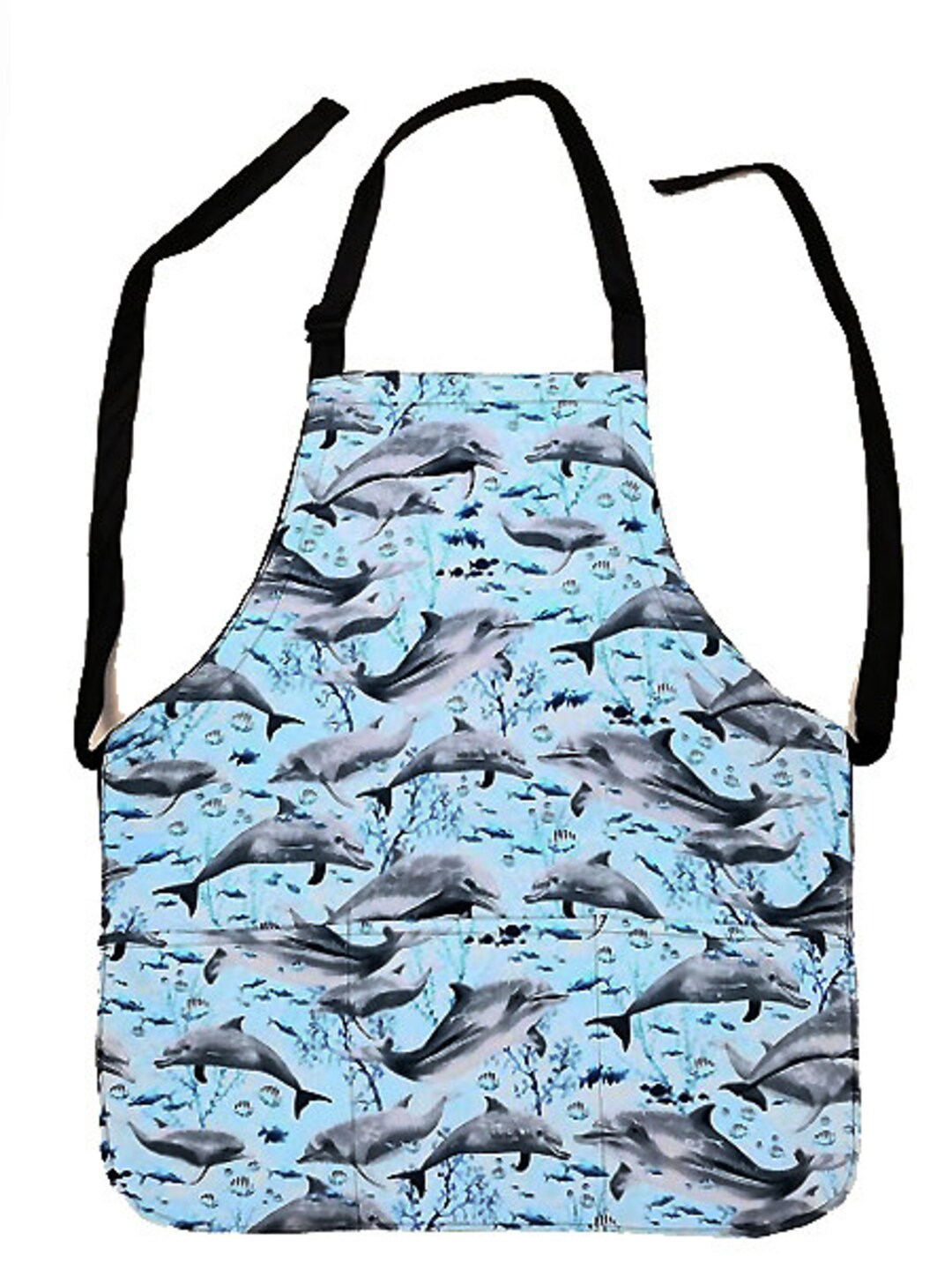 US HANDMADE Apron With "swimming Dophins" Pattern Cotton Fabric ...