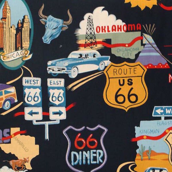 Route 66 Fabric - Etsy