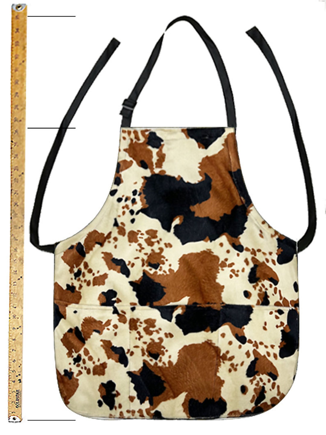 US HANDMADE Apron With "animal Fur Cow 101" Pattern Cotton Fabric ...