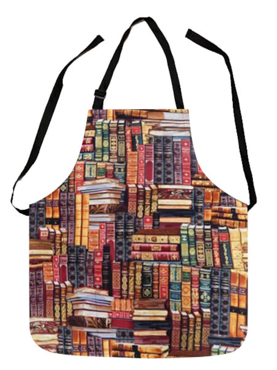 US HANDMADE Reversible Apron With "library" Pattern, Cotton, Reversible ...