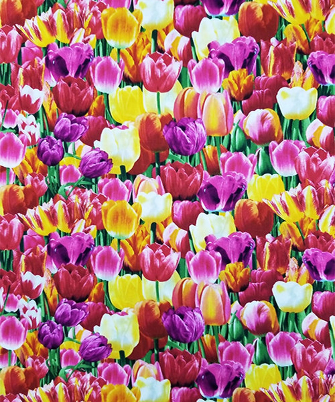 PACKED TULIPS Pattern Poly Cotton Fabric 18 X 44 - Etsy