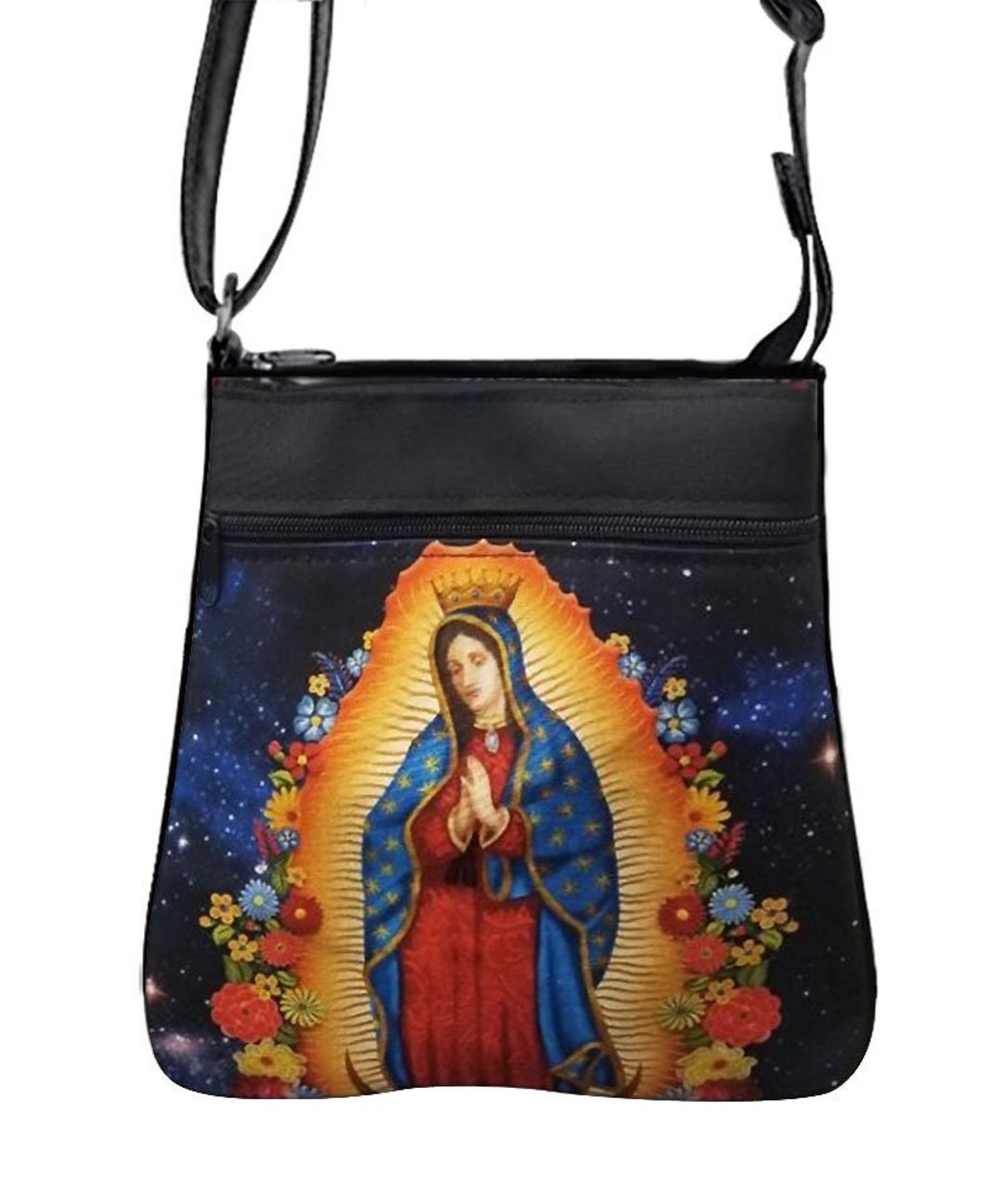 US HANDMADE Handbag Crossover Body Bag With "lady Guadalupe Dark Blue ...