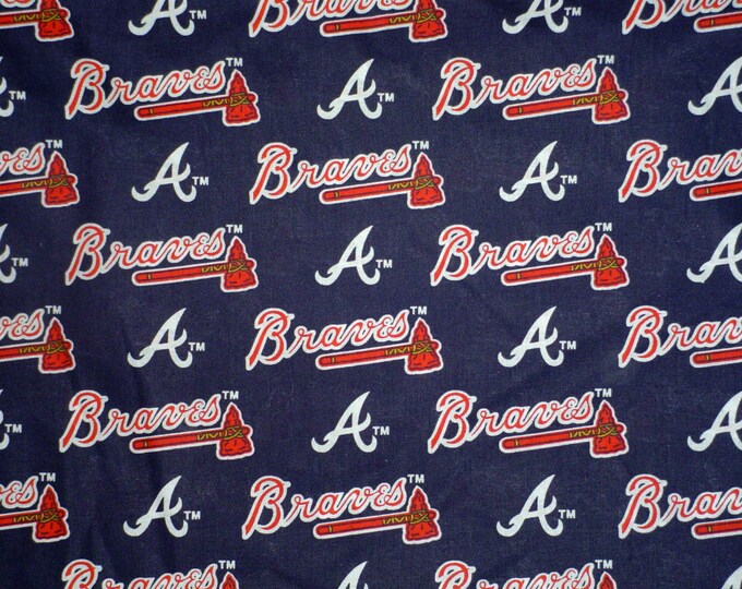 MLB ATLANTA BRAVES Cotton Fabric - 1\/2 Yard RARE - Etsy