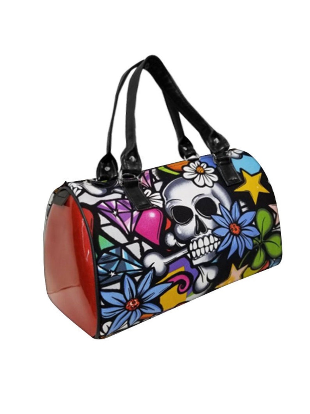 US Handmade Handbag Doctor Bag With "monster" Shiny Red Side Pattern ...