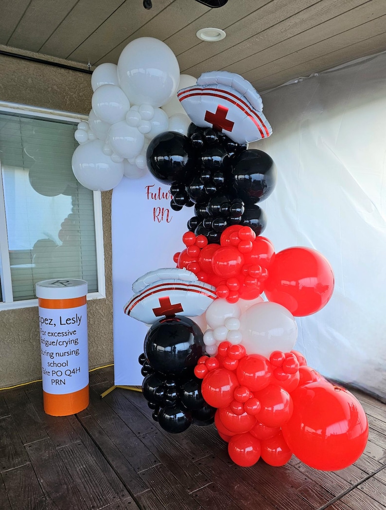 Nurse Graduation Balloon Garland Nurse Appreciation Red White Black DIY ...