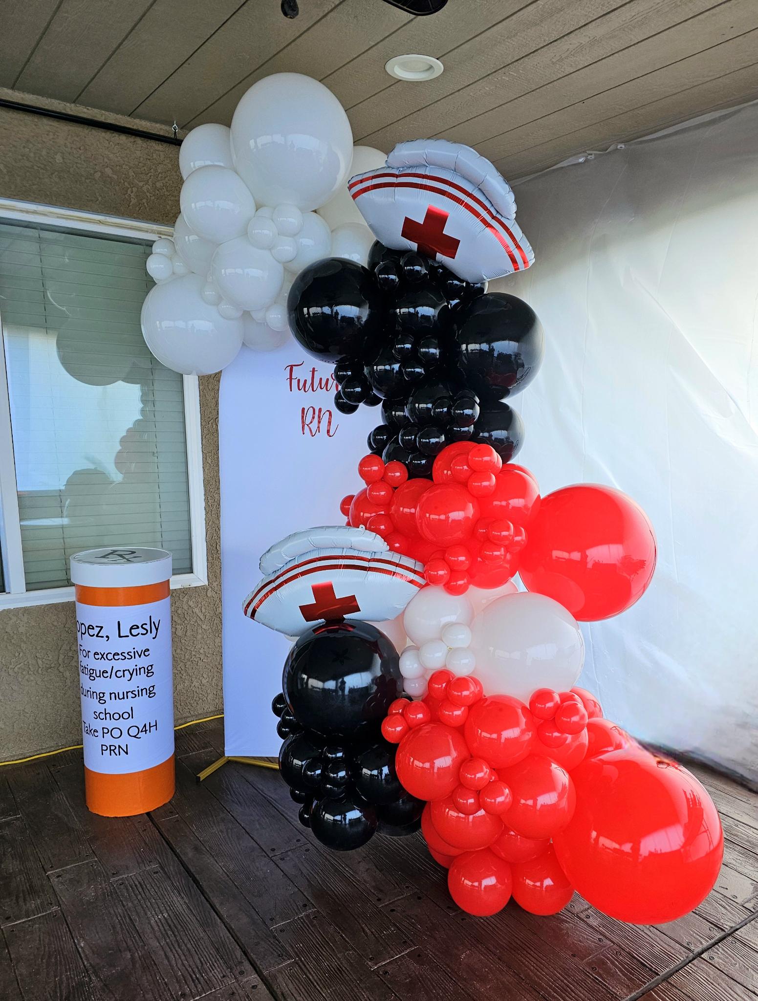 Nurse Graduation Balloon Garland Nurse Appreciation Red White Black DIY ...