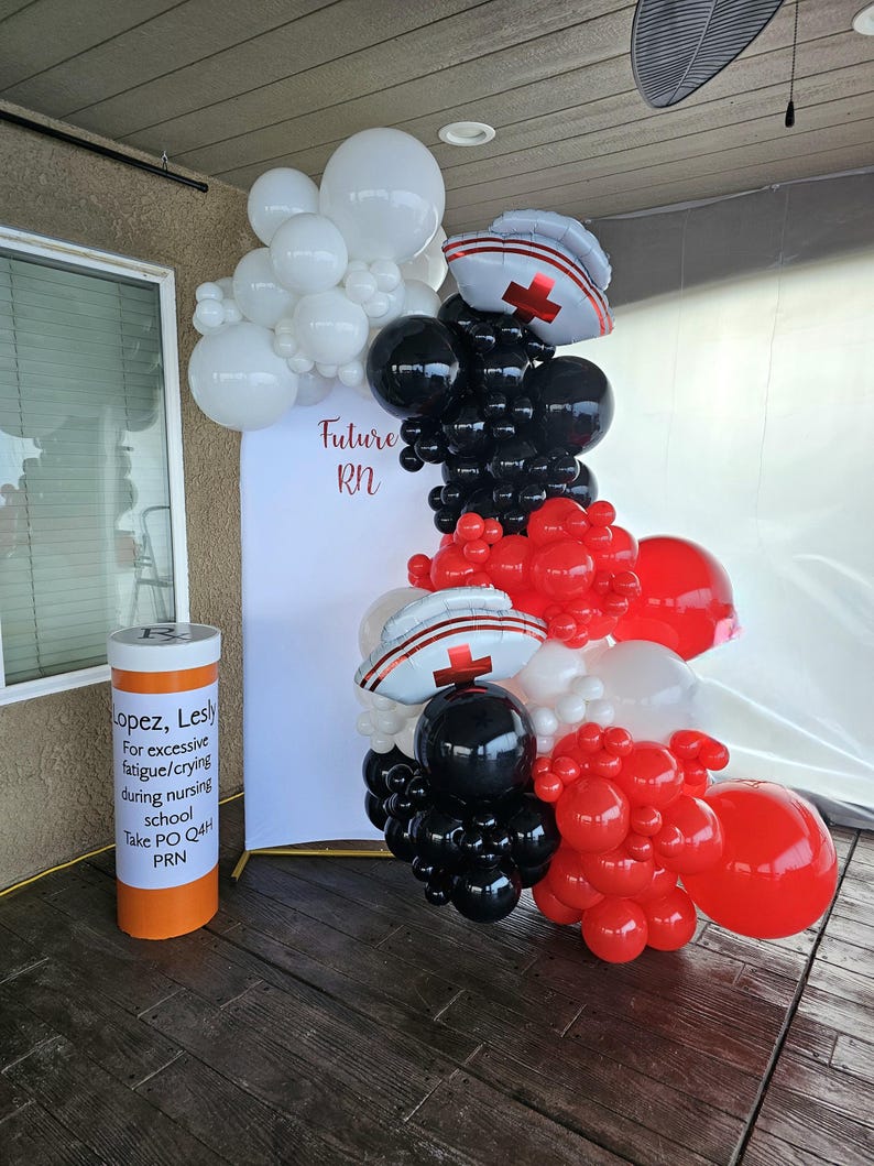 Nurse Graduation Balloon Garland Nurse Appreciation Red White Black DIY ...