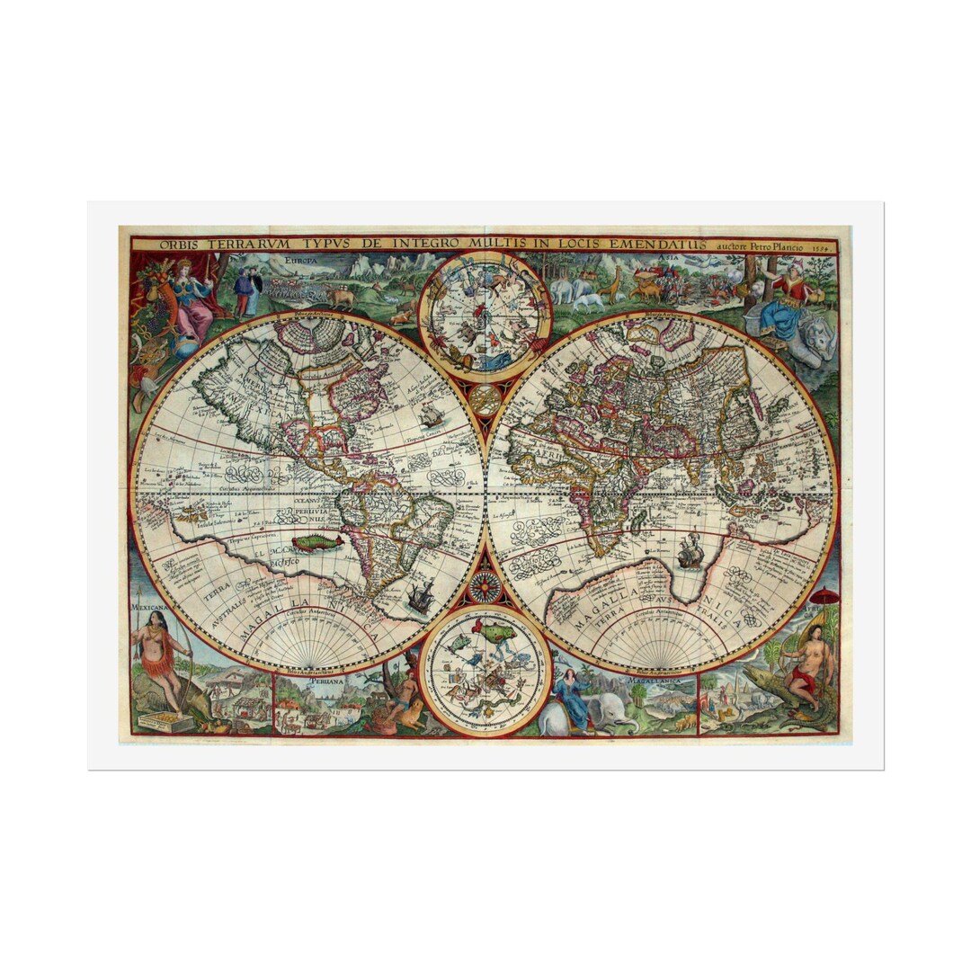 Poster Wall Art, Ancient Map World Print, Sophisticated Minimalist Home ...