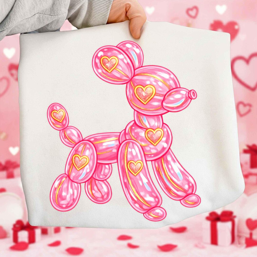 Pink Brushstroke Balloon Dog PNG, Valentine Balloon Animal Clipart ...