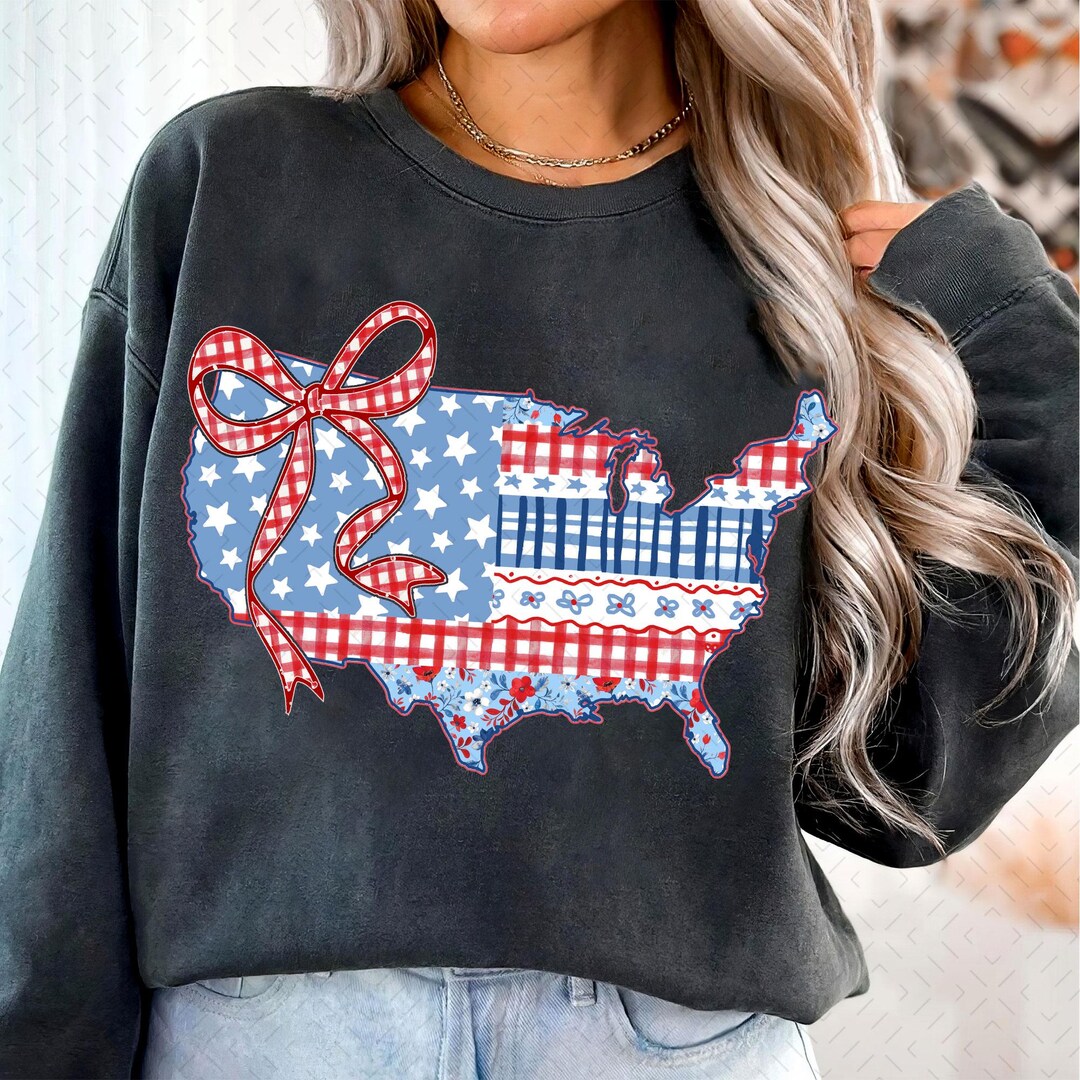 Preppy America USA Map PNG, Preppy 4th of July Png, America Png, Floral ...