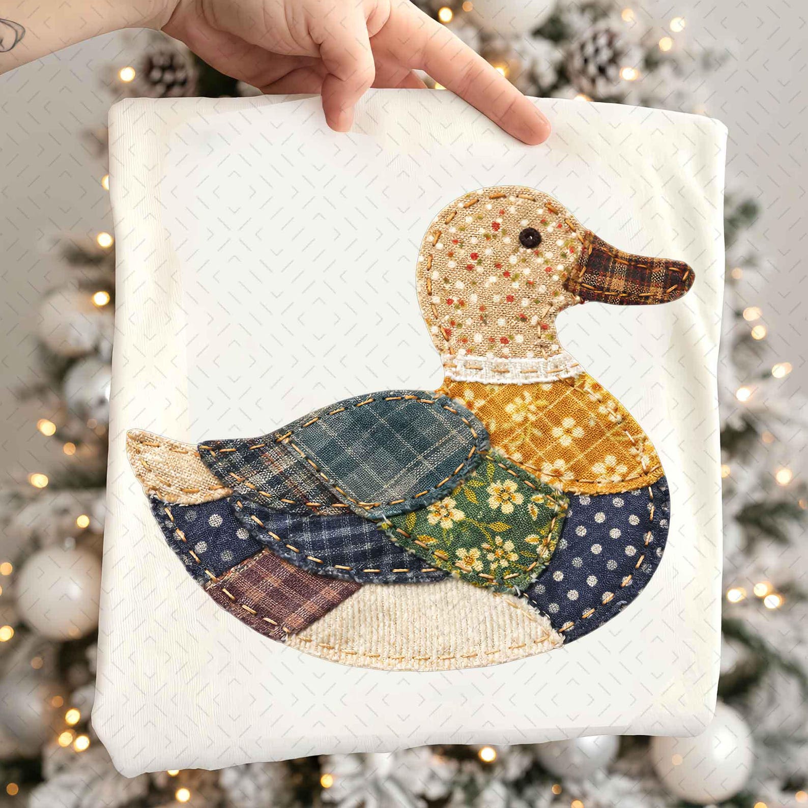 Patchwork Mallard Duck PNG, Quilted Appliqué Mallard Design for Shirts ...