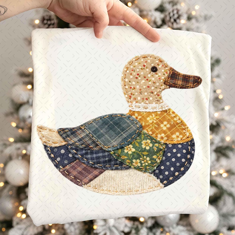 Patchwork Mallard Duck PNG, Quilted Appliqué Mallard Design for Shirts ...