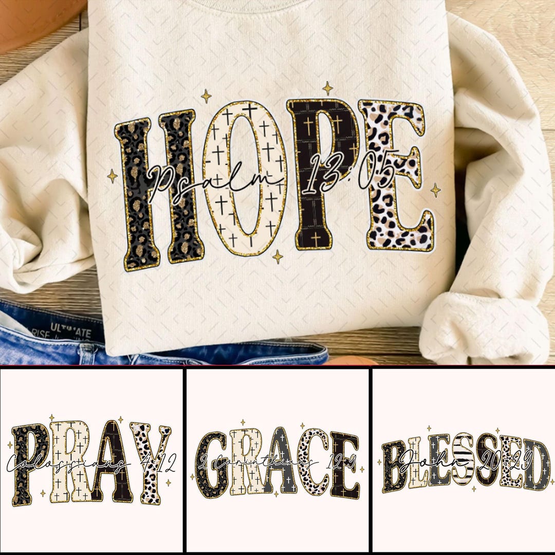 Leopard Bible Bundle Png, Pray Hope Blessed Design, Checkered Jesus Png ...