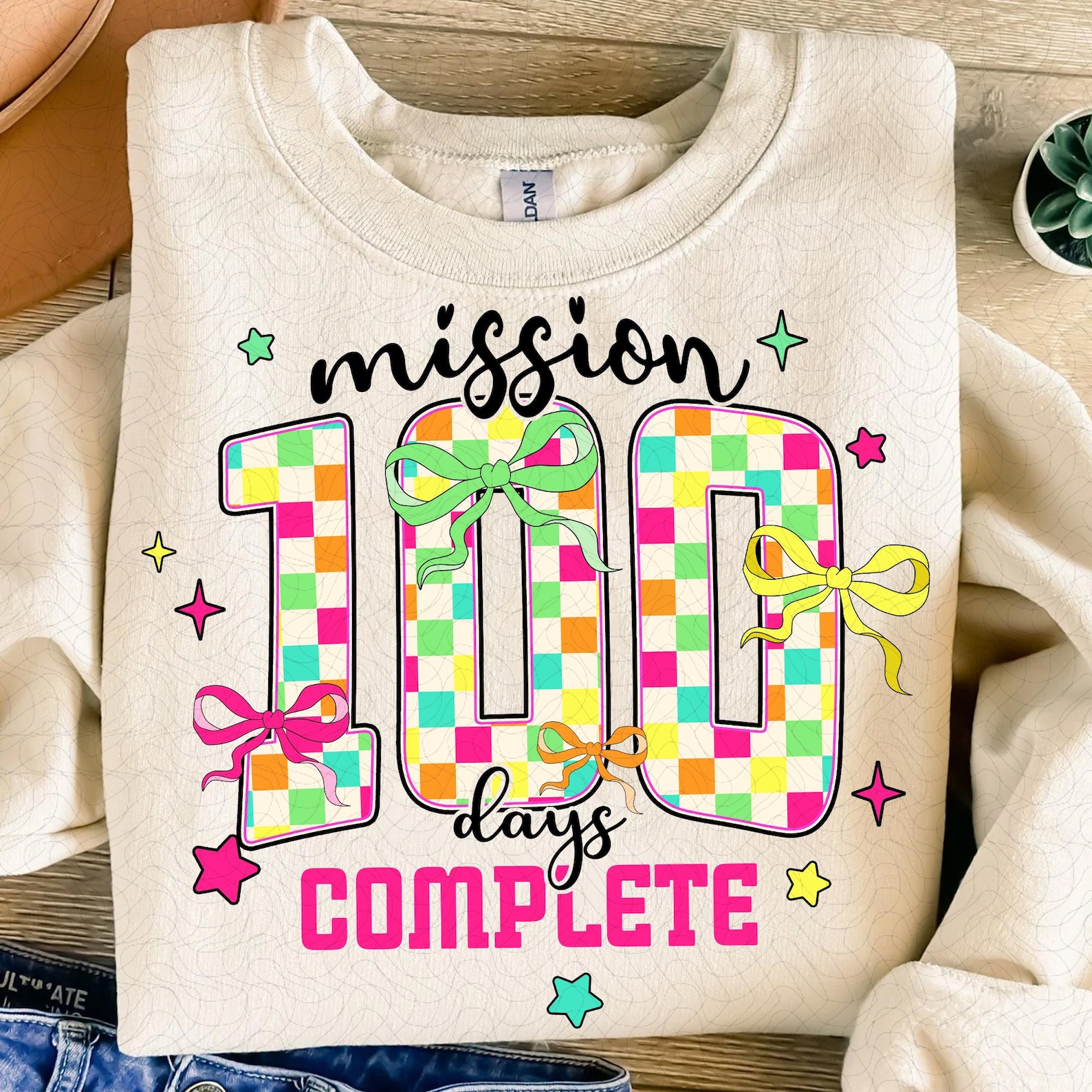 Mission 100 Days Complete Png, 100 Days of School Png, Colorful ...