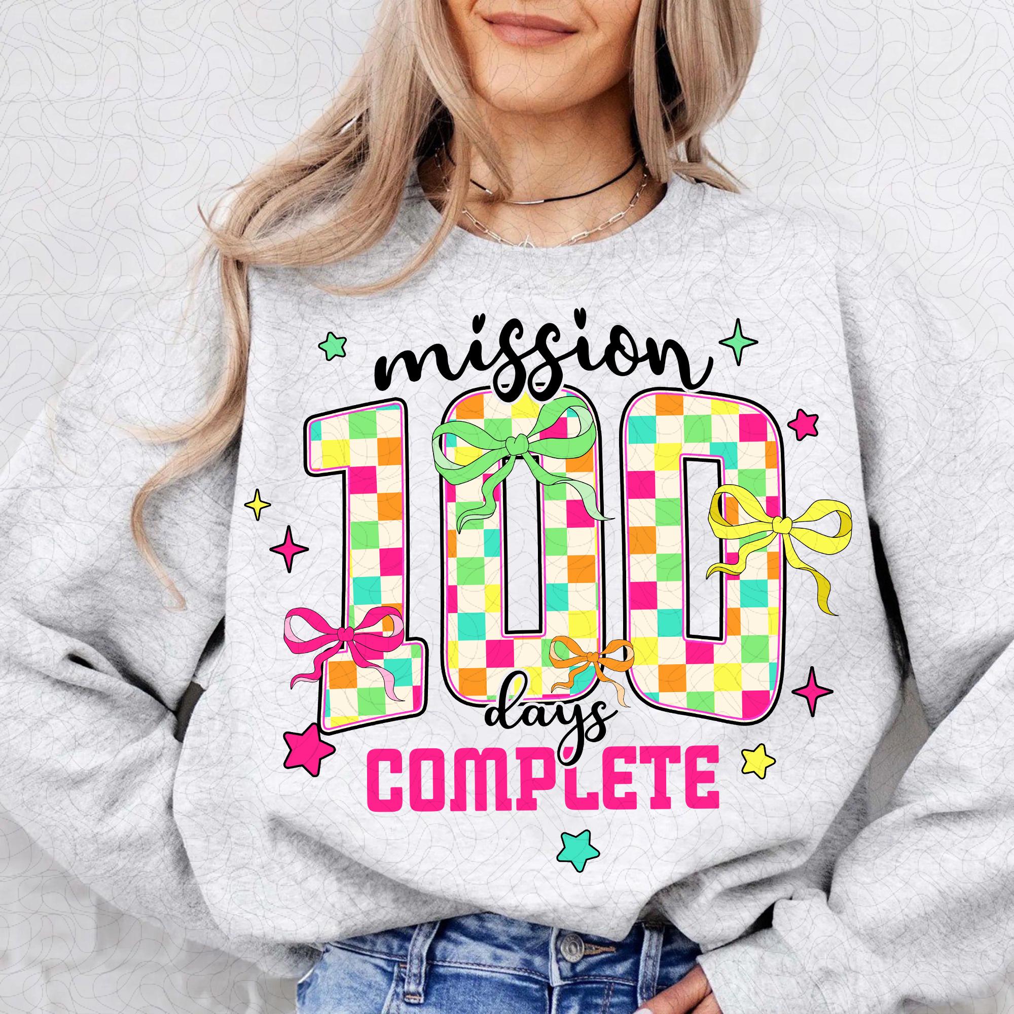 Mission 100 Days Complete Png, 100 Days of School Png, Colorful ...