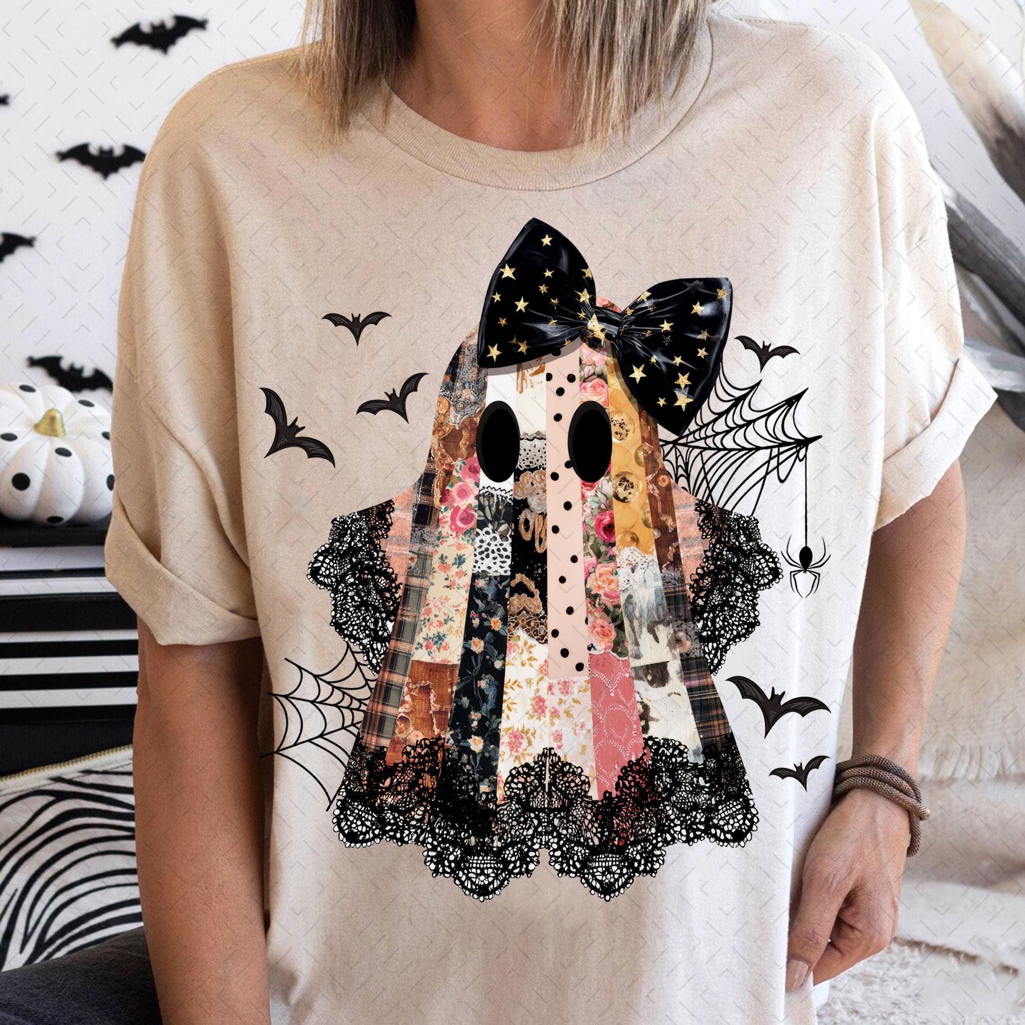 Patchwork Ghost Png, Lace Ghost Png, Retro Halloween Png, Spooky Season ...
