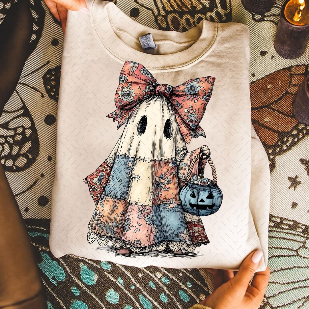 Fantôme Halloween rétro en jean bleu denim, fantôme fantasmagorique ...