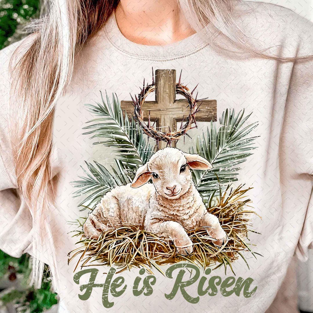 True Easter PNG, He is Risen, Lamb Crown of Thorn Cross Palm Jesus ...