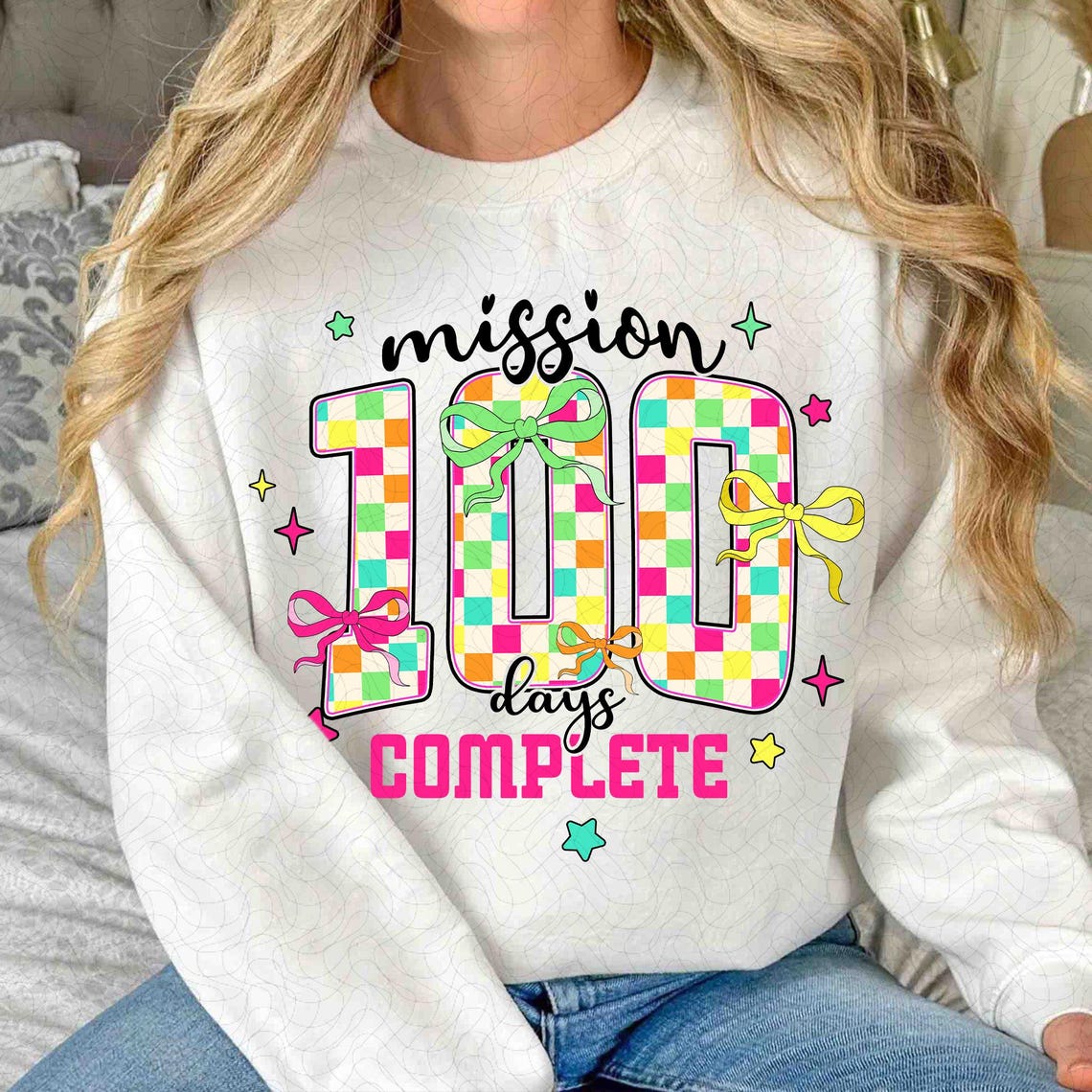 Mission 100 Days Complete Png, 100 Days of School Png, Colorful ...