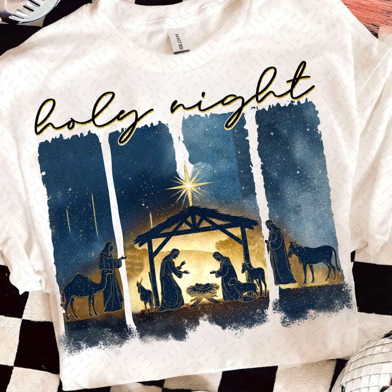 Oh Holy Night PNG Christian Christmas Png Sublimation Nativity Scene ...