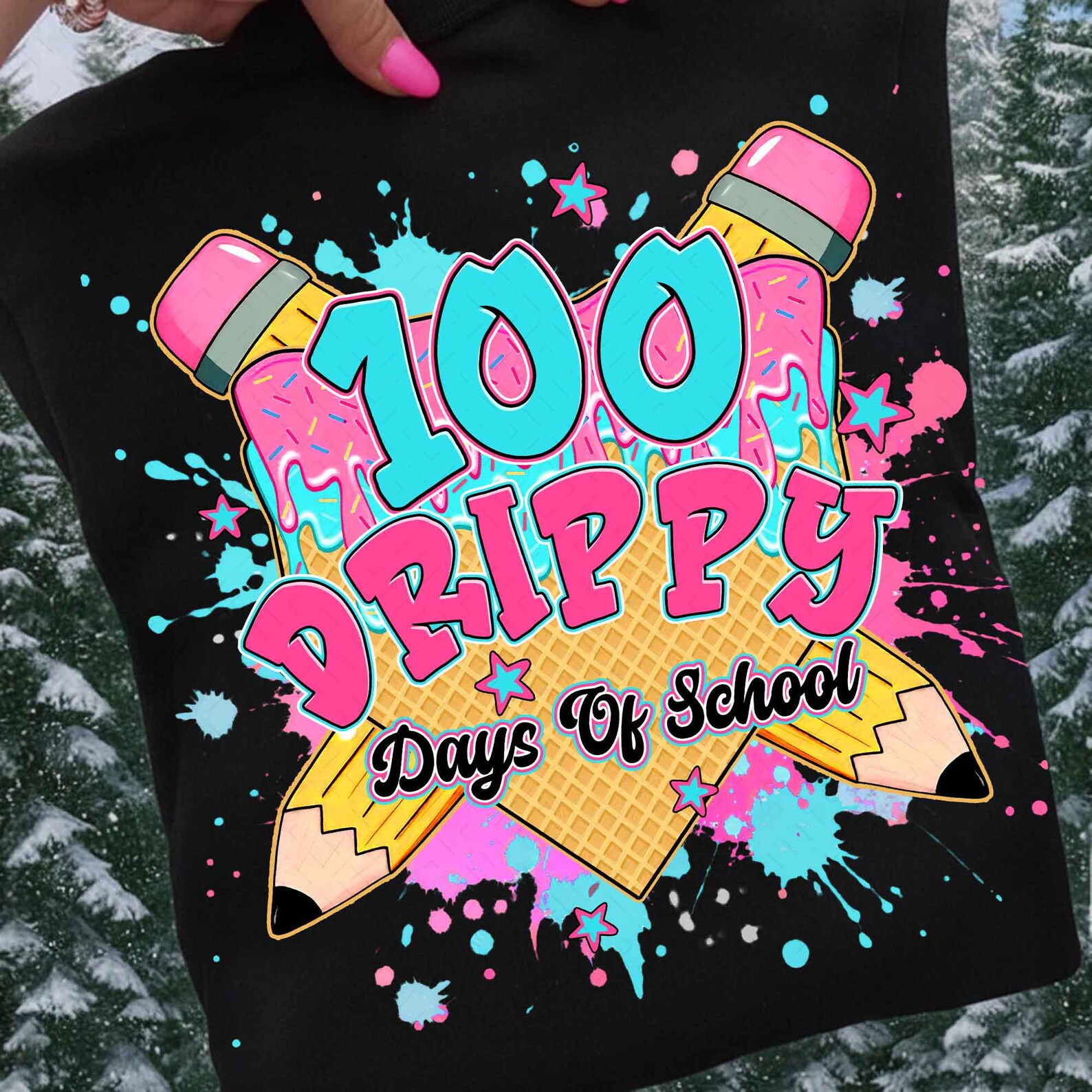 100 Drippy Days of School Png, Ice Cream Drip Youth Png, Funny Boys ...