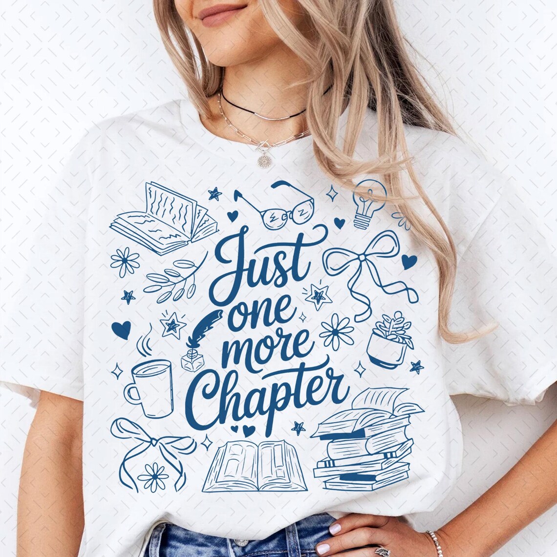 Just One More Chapter Png Book Club Png, Books and Coffee Tee, Book ...