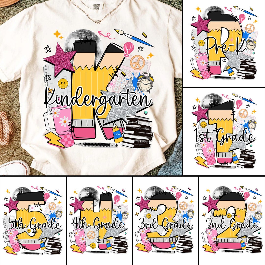 Preppy Back to School Png Bundle, Teacher Bright Png Bundle, Teacher ...