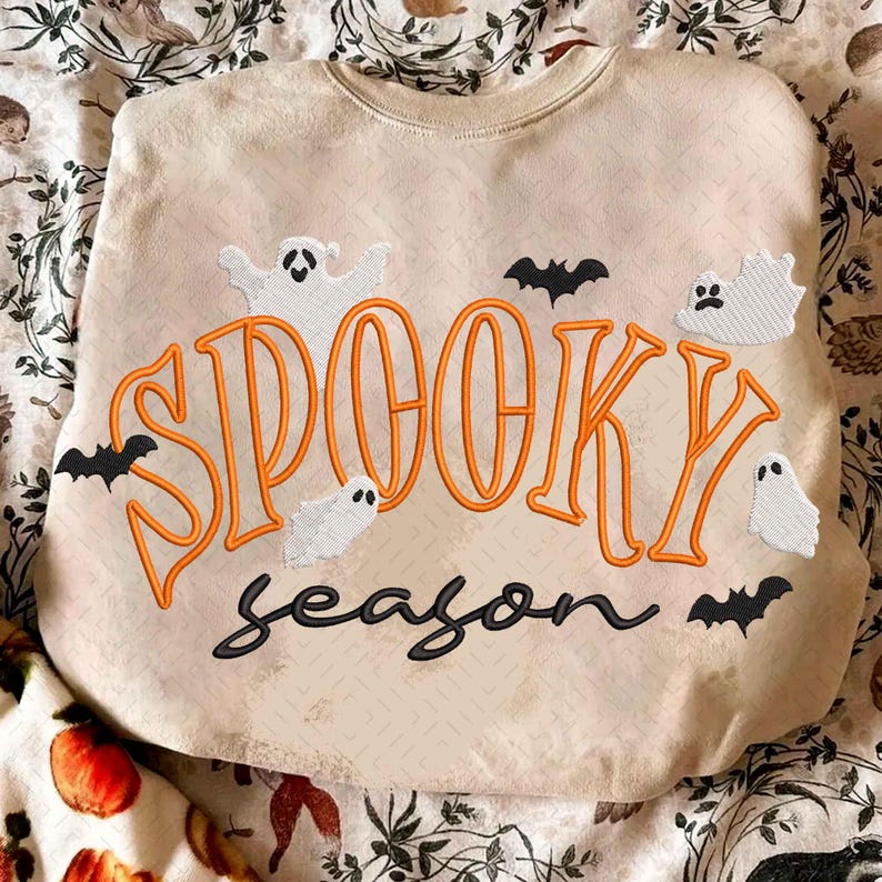 Halloween Spooky Season Applique Design, Fall Embroidery File for ...